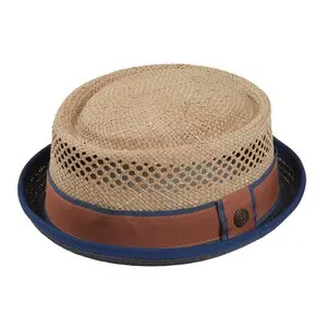 DASMARCA HATS Neutrals Dasmarca Jake Summer Telescope Crown Lightweight Seagrass Breathable Mod Style Straw Porkpie Hat Navy - Blue