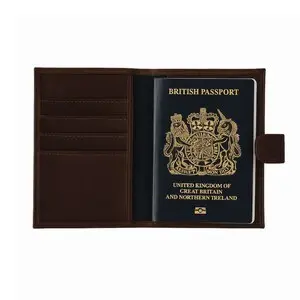 VIDA VIDA Luxury Leather Passport Cover With Card Slots Dark - Brown