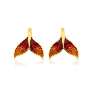 MILOU JEWELRY Whale Tail Earrings - Orange
