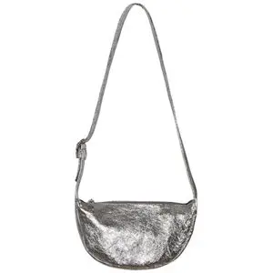 OWEN BARRY Leather Sling Bag Crossbody Bag Crackle Dominic - Silver