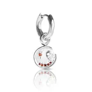 KASUN LONDON Smile Hoop Earrings – January – Garnet - Silver