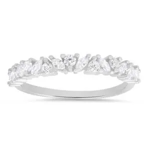 KYLIE HARPER Petite Multi-cut Diamond Cz Band Ring In Sterling - Silver