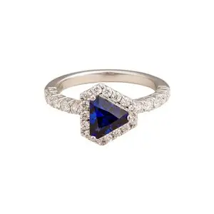 JUVETTI  White / Blue Diana White Gold Ring Blue Sapphire & Diamonds - White/blue