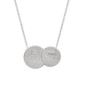 KATIE MULLALLY Scottish & English Double Coin Pendant Necklace - Silver