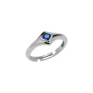 SPERO LONDON Fine Rectangular Navy Sterling Statet Ring - Silver