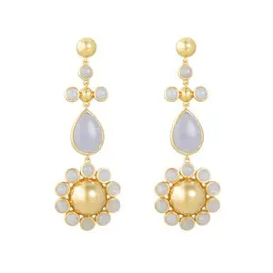 COCO & KINNEY Lace Agate Honor Earrings - Blue