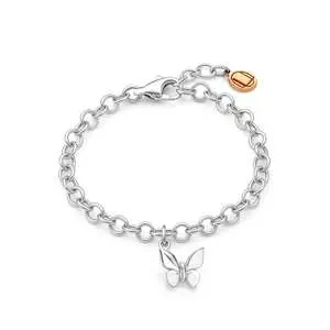 UNALOE Butterfly Charm Adjustable Bracelet In Sterling – Elegant Symbolic Jewelry - Silver