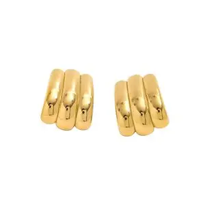 BERMUDA WATCH COMPANY Annie Apple Phoebe Ribbed Oversized Studs - Gold
