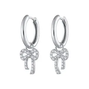 SCREAM PRETTY Bow Charm Hoops Silver