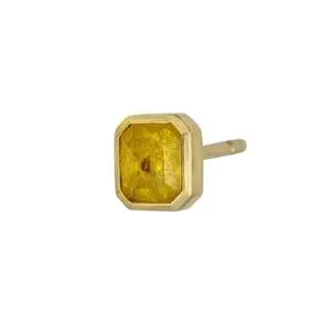 RAHUL'S JEWELS 14 Karat Yellow Gold Single Emerald-cut Yellow Diamond Stud Earring - Gold/yellow