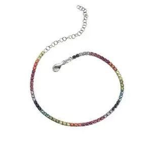 SPERO LONDON Rainbow Colourful Sterling Tennis Bracelet - Silver