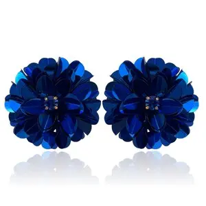 PINAR OZEVLAT Blossom Studs Dark Blue