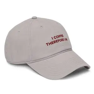 ANCHOR & CREW Gustatory I Coffee Therefore I Am. Cotton Embroidered Cap - Grey