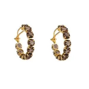 Bounkit Brown / Gold / Green Elaine Hoops Pierced - Brown/gold/green