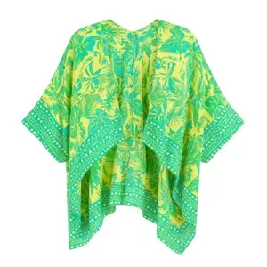 Saachi Tropical Print Kimono - Green