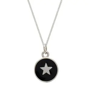 LIME TREE DESIGN Small Star Enamel Necklace Sterling Silver Jet - Black