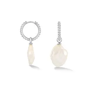 DOWER & HALL Keshi Luna Pearl Hoops In Sterling - Silver