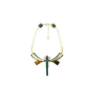 GISSA BICALHO Brown / Green Handmade Acrylic Necklace Dragonfly - Brown/green