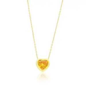 SHYMI Gold / Yellow Bezel-set Solitaire Necklace Heart Gold & Yellow - Gold/yellow