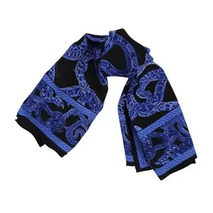 MONZLAPUR NEW YORK Silk Serpent Noir Scarf Large Electric - Blue