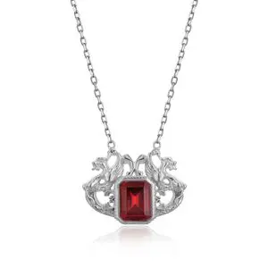 STEFAN TIRON Lancelot Red Silva Neclace - Silver