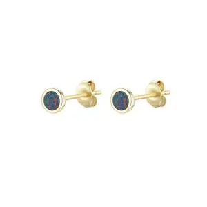 KAMARIA Round Opal Stud Earrings - Black