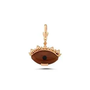 ECCE ARTISAN DIAMONDS 14k Solid Gold Eye See You With Ball Eyelash Charm Champagne Foam - Brown