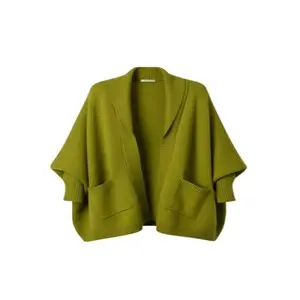 Saachi Open Front Oversized Lime Cardigan Sweater - Green
