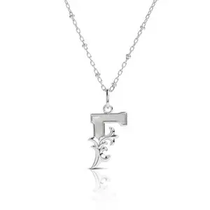 KASUN LONDON Solid F Initial Necklace With Mother Of Pearl - Silver