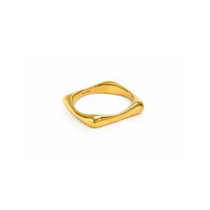 ADIBA Plain Minamilist Square Stainless Steel Ring - Gold