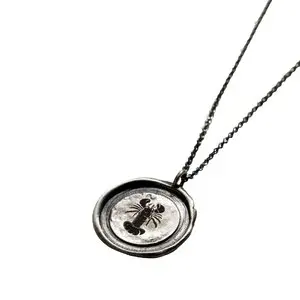POSH TOTTY DESIGNS Oxidised Sterling Lobster Wax Seal Necklace - Silver