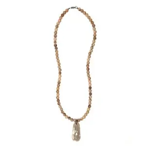 Shar Oke Neutrals Horn, Sandalwood & Polki Diamond Pendant Necklace - Beige