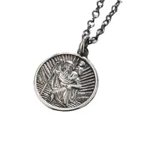 POSH TOTTY DESIGNS Oxidised Sterling St Christopher Necklace - Silver
