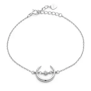 ELK & BLOOM Sterling Crescent Moon & Star Bracelet - Silver