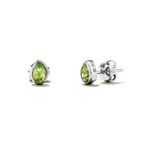 ONI Peridot Pear Studs - Silver