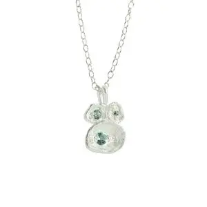 CLAIRE HILL DESIGNS Aquamarine & Lichen Pendant Necklace - Silver