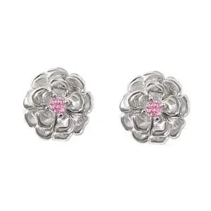 HARFI Pink / Silver Pink Toumaline October Birthstone Marigold Birthflower Sterling Silver Stud Earrings - Pink/silver