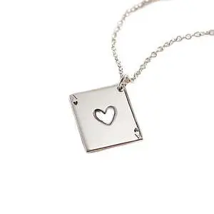 POSH TOTTY DESIGNS Ace Of Hearts Playing Card Charm Necklace - Silver