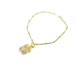 HARFI Raw Citrine Birthstone Fine Satellite Bracelet - Gold/yellow
