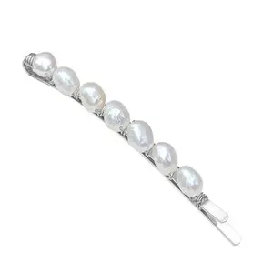 KIRI & BELLE Alyssa Freshwater Pearl Hair Slide Short - Silver