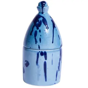 CAROLA FRA I TRULLI Trullo Candle Holder With Juniper Berries Scented Soy Wax Candle - Blue
