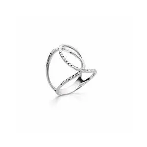 GOLD & HONEY Geometric Diamond Cut Ring - Silver