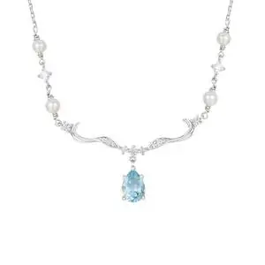 AZURA JEWELRY NEW YORK Seabreeze Serenity Blue Topaz Necklace White Gold - Silver