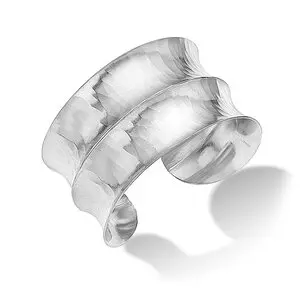 DOWER & HALL Double Concave Hammered Cuff In Sterling