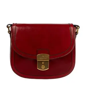 TIME RESISTANCE Leather Saddle Bag Secrets - Red