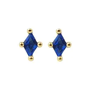 HARFI Tiny Sapphire Stud September Birthstone Earrings - Blue