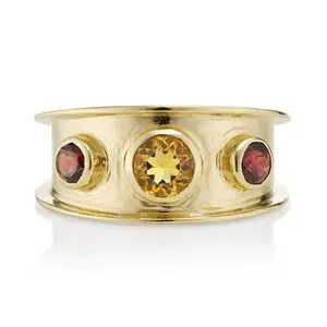 AUGUSTINE JEWELS Red / Orange Orange Citrine & Garnet Gold Statet Ring - Red/orange