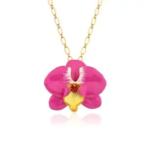 MILOU JEWELRY Fuchsia & White Orchid Flower Necklace - Pink