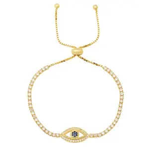 KYLIE HARPER Evil Eye Adjustable Bracelet - Gold