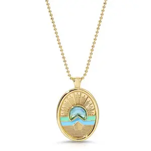 GLAMROCKS JEWELRY Tequila Sunrise Enamel Necklace Sky - Blue